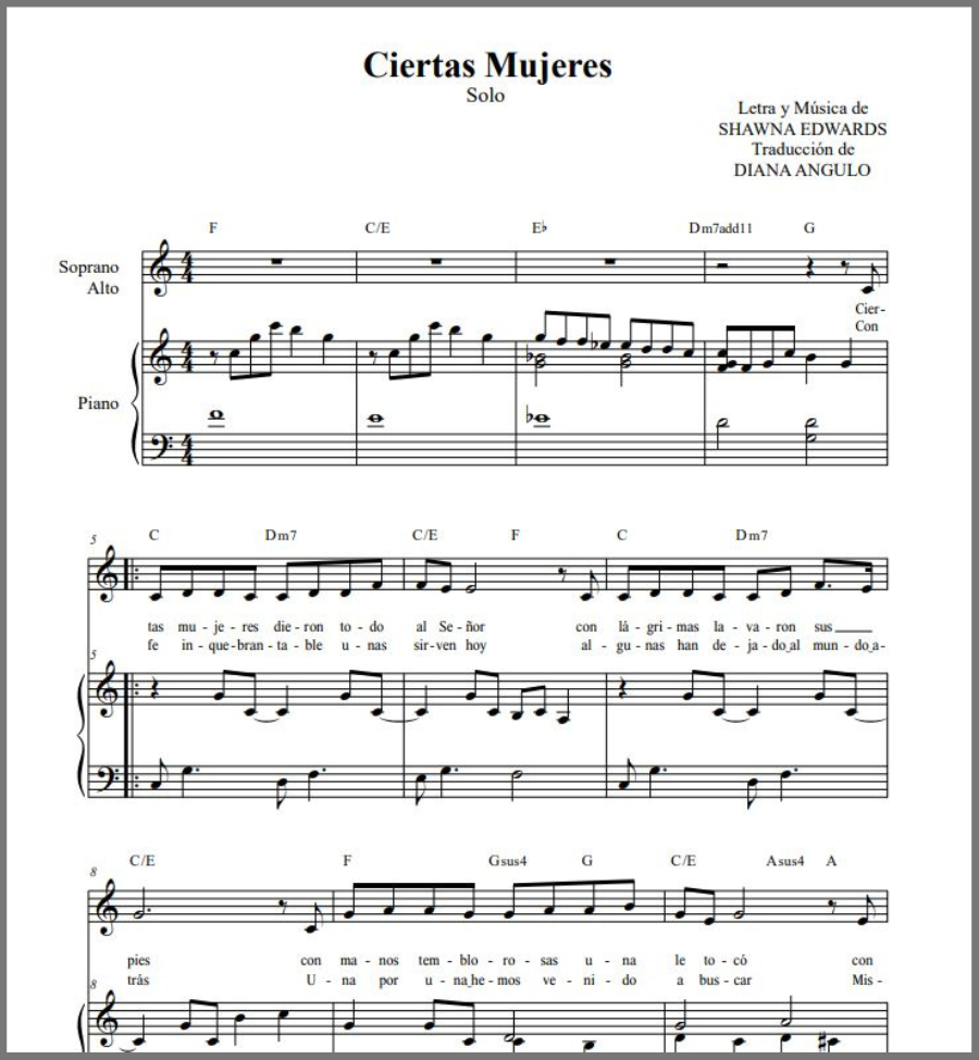 Ciertas Mujeres solo (Certain Women solo) Spanish – Shawna Edwards Music